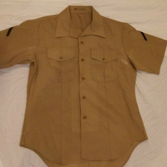 Shirts | Sz165 Us Marine Khaki Charlie Button Front Service Dress Shirt ...
